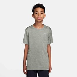 T-Shirt Nike "K NK DF MILER SS TOP", Kinder, Gr. L, spruce fog, schwarz, angeraute Sweatware, Obermaterial: 100% Polyester, normal, Rundhals, angesetztes B&uuml;ndchen, Shirts T-Shirt, f&uuml;r Teens, f&uuml;r Fitness und Freizeit