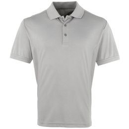 Premier Mens Coolchecker Pique Kurzarm-Polo T-Shirt (Silber)