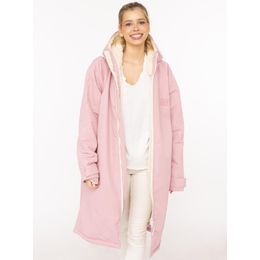 Kurzmantel Zwillingsherz "Oversize Windjacke ZH", Damen, Gr. L/XL, altrosa, Web, Obermaterial: 100% Polyester, kontrastfarbene Details, unifarben, sehr weit kniebedeckend, ohne Ausschnitt, gerader Abschluss krempelbar,mit verstellbarem Klettverschluss, M&auml;ntel Kurzmantel, seitliche Taschen, Kapuze, Rei&szlig;verschluss, Teddy Futter, Oversized