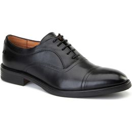Base London Revers-Leder Herren Schwarz Oxford Schuhe