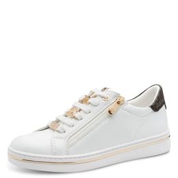 Plateausneaker Marco Tozzi, Damen, Gr. 37, wei&szlig;, Lederimitat, Schuhe Plateausneaker, Freizeitschuh, Halbschuh, Schn&uuml;rschuh mit Logoschriftzug