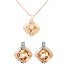 Orphelia 'Athena' Damen 925 Sterling Silber Set: Kettenanh&auml;nger + Ohrringe - Silber/Ros&eacute; SET-7113