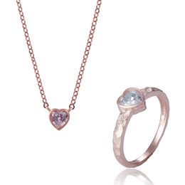 Orphelia 'Nora' Damen-Set aus 925er Sterlingsilber: Halskette + Ring &ndash; Ros&eacute; SET-7435