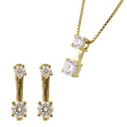 Orphelia 'Lykke' Damen 925 Sterling Silber Set: Kettenanh&auml;nger + Ohrringe - Gold SET-7128/G