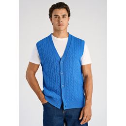 Strickweste LINDBERGH "Pullunder Relaxed Fit", Herren, Gr. L, bright blau mel, Obermaterial: 80% Wolle, 20% Nylon, Westen Strickweste