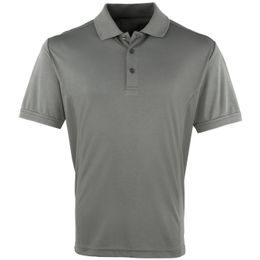 Premier Mens Coolchecker Pique Kurzarm-Polo T-Shirt (dunkelgrau)