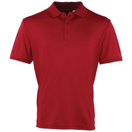 Premier Mens Coolchecker Pique Short Sleeve Polo T-Shirt (Burgund)