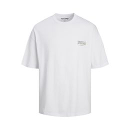 Jack & Jones Herren-T-Shirt der Marke Jack & Jones. Das Shirt besteht aus hochwertiger Baumwolle und ist wunderbar angenehm zu tragen. Marke: Jack & JonesModellname: Santorini Oversize Fit Tee Kategorie: men's tee ssMaterialien: BaumwolleFarbe: wei&szlig;