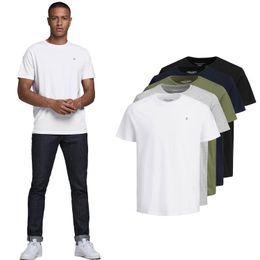 Jack & Jones JACK&JONES Logo Casual Wei&szlig;es T-Shirt aus weicher Baumwolle mit Rundhalsausschnitt und kurzen &Auml;rmeln, 5er-Pack