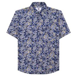 Lambretta - Hemd f&uuml;r Herren kurz&auml;rmlig (Marineblau/Wei&szlig;)