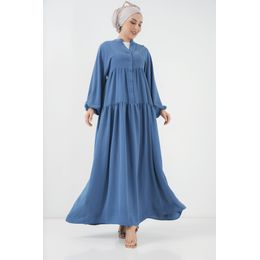 V-Ausschnitt Knopfverschluss L&auml;ssiges Maxi-Kleid