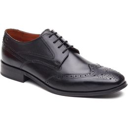 Base London Steeple Brogue Leder Herren Schwarz Brogues Schuhe