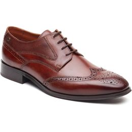 Base London Steeple Brogue Leder Herren Schn&uuml;rschuhe in Gebranntem Tan