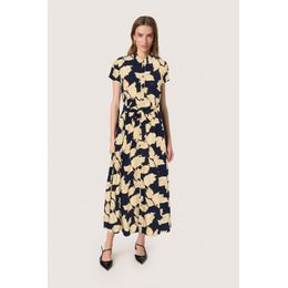Soaked in Luxury Kleid Feminine Form Navy Leaf Print multicolour