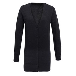 Premier Damen/Damen Langarm-Strickjacke mit V-Ausschnitt (Holzkohle)