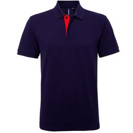 Asquith & Fox Herren Classic Fit Kontrast-Poloshirt (Navy/ Rot)