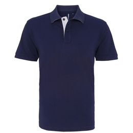 Asquith & Fox Herren Classic Fit Kontrast-Poloshirt (Navy/ Wei&szlig;)