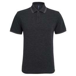 Asquith & Fox Herren Classic Fit Tipped Polo Shirt (Schwarzes Heidekraut/Charcoal)