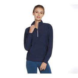 Skechers Performance GoLuxe Rib 1/4 Zip Polyester Damen Pullover Blau