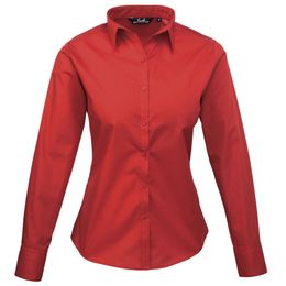 Premier - Bluse f&uuml;r Damen Lang&auml;rmlig (Rot)