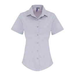 Premier - Bluse f&uuml;r Damen kurz&auml;rmlig (Silber)