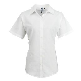 Premier Damen Oxford-Bluse / Bluse / Arbeitshemd, kurz&auml;rmlig (Wei&szlig;)