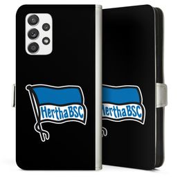 DeinDesign Galaxy A52s 5G Handy Klapph&uuml;lle Handyh&uuml;lle aus Kunst Leder wei&szlig; Flip Case Official Licensed Product Logo Hertha Bsc Sideflip mit Lasche