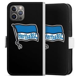 DeinDesign iPhone 12 Pro Handy Klapph&uuml;lle Handyh&uuml;lle aus Kunst Leder wei&szlig; Flip Case Official Licensed Product Logo Hertha Bsc Sideflip mit Lasche