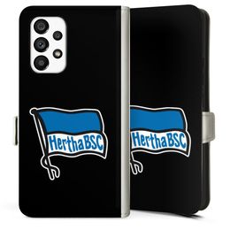 DeinDesign Galaxy A53 5G Handy Klapph&uuml;lle Handyh&uuml;lle aus Kunst Leder wei&szlig; Flip Case Hertha Bsc Logo Official Licensed Product Sideflip mit Lasche