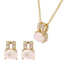 Orphelia 'Alena' Damen 925 Sterling Silber Set: Kettenanh&auml;nger + Ohrringe - Gold SET-7122/G