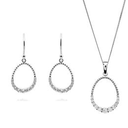 Orphelia 'Aria' Damen 925 Sterling Silber Set: Ketten-Anh&auml;nger + Ohrringe - Silber SET-7494