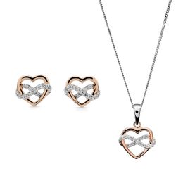 Orphelia 'Jasmina' Damen 925 Sterling Silber Set: Ketten-Anh&auml;nger + Ohrringe - Silber/Ros&eacute; SET-7483