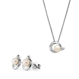 Orphelia 'Mathilde' Damen 925 Sterling Silber Set: Kettenanh&auml;nger + Ohrringe - Silber SET-7510