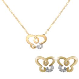 Orphelia 'Joya' Damen 925 Sterling Silber Set: Kettenanh&auml;nger + Ohrringe - Silber/Gold SET-7088/1