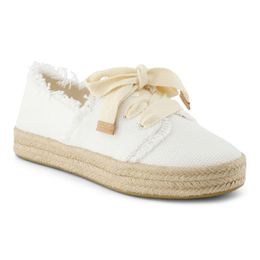 Toms Shoes TOMS Carolina Lace Up Baumwolle Damen Wei&szlig;e Espadrilles Am Strand