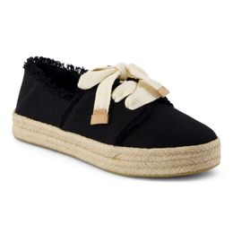 Toms Shoes TOMS Carolina Lace Up Baumwoll Frauen Schwarze Strand-Espadrilles