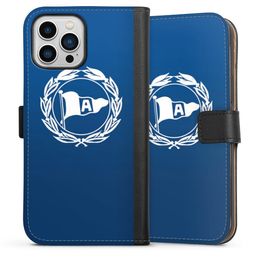 DeinDesign iPhone 13 Pro Max Handy Klapph&uuml;lle Handyh&uuml;lle aus Kunst Leder schwarz Flip Case Arminia Bielefeld Soccer Official Licensed Product Sideflip mit langer