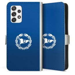 DeinDesign Galaxy A52s 5G Handy Klapph&uuml;lle Handyh&uuml;lle aus Kunst Leder wei&szlig; Flip Case Arminia Bielefeld Soccer Official Licensed Product Sideflip mit Lasche
