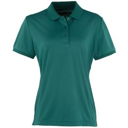 Premier Damen Coolchecker Piqu&eacute; Polo-Shirt / Polohemd, Kurzarm (Flaschengr&uuml;n)