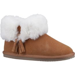 Hush Puppies Ayana Wildleder und Kunstfell Damen Tan Hausschuhe