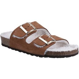 Hush Puppies Jessie Leder Damen Tan Pantoffeln