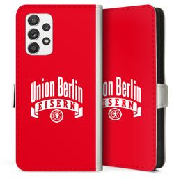 DeinDesign Galaxy A52s 5G Handy Klapph&uuml;lle Handyh&uuml;lle aus Kunst Leder wei&szlig; Flip Case Fcu Official Licensed Product 1. Fc Union Berlin Sideflip mit Lasche