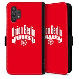 DeinDesign Galaxy A32 5G Handy Klapph&uuml;lle Handyh&uuml;lle aus Kunst Leder schwarz Flip Case Fcu Official Licensed Product 1. Fc Union Berlin Sideflip mit langer 