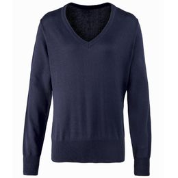 Premier Damen Strickpullover mit V-Ausschnitt (Marineblau)