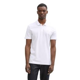 Poloshirt Tom Tailor Denim, Herren, Gr. XL, wei&szlig;, Piqu&eacute;, Obermaterial: 100% Baumwolle, unifarben, regular fit taillenbedeckt, gerader Abschluss, Shirts