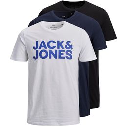 Jack & Jones JACK&JONES Herren Jjecorp Logo Multi-Pack T-Shirts, Basic Kurzarm, 3er-Pack