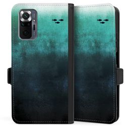 DeinDesign Xiaomi Redmi Note 10 Pro Handy Klapph&uuml;lle Handyh&uuml;lle aus Kunst Leder schwarz Flip Case Turquoise Water Fish Sideflip mit langer Lasche