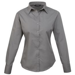Premier - Bluse f&uuml;r Damen Lang&auml;rmlig (Dunkelgrau)