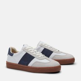 Sneaker Timberland "LISBON STREET - LOW LACE SNEAKER", Herren, Gr. 42, wei&szlig;fg w dkblu, Leder, Schuhe Sneaker, aus Timberland Premium Leder