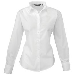 Premier - Bluse f&uuml;r Damen Lang&auml;rmlig (Wei&szlig;)